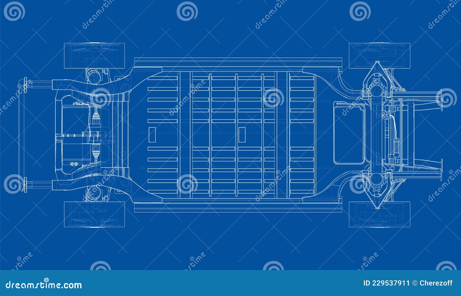 Electric Car Chassis with Battery. Vector Stock Vector - Illustration ...
