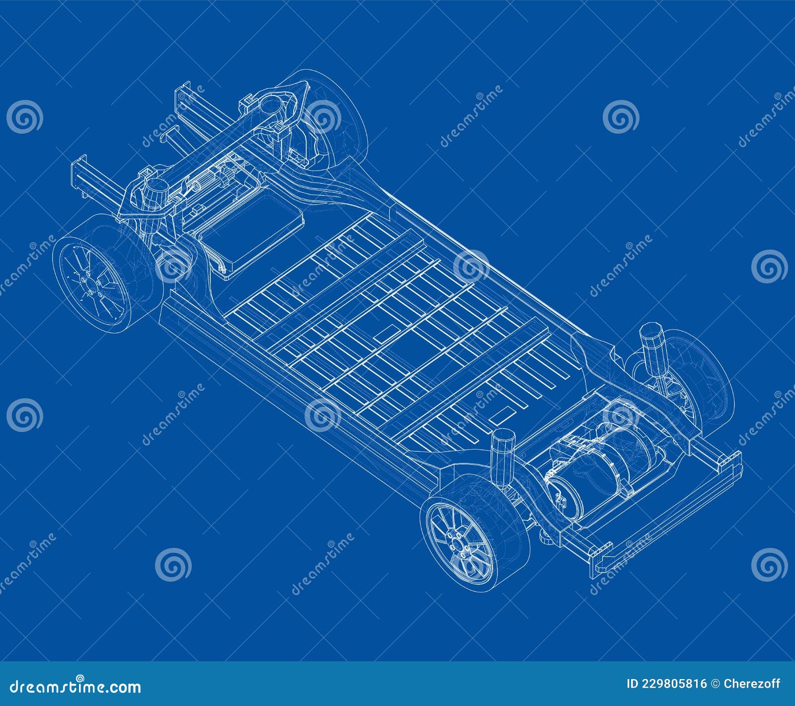 Electric Car Chassis with Battery. Vector Stock Vector - Illustration ...