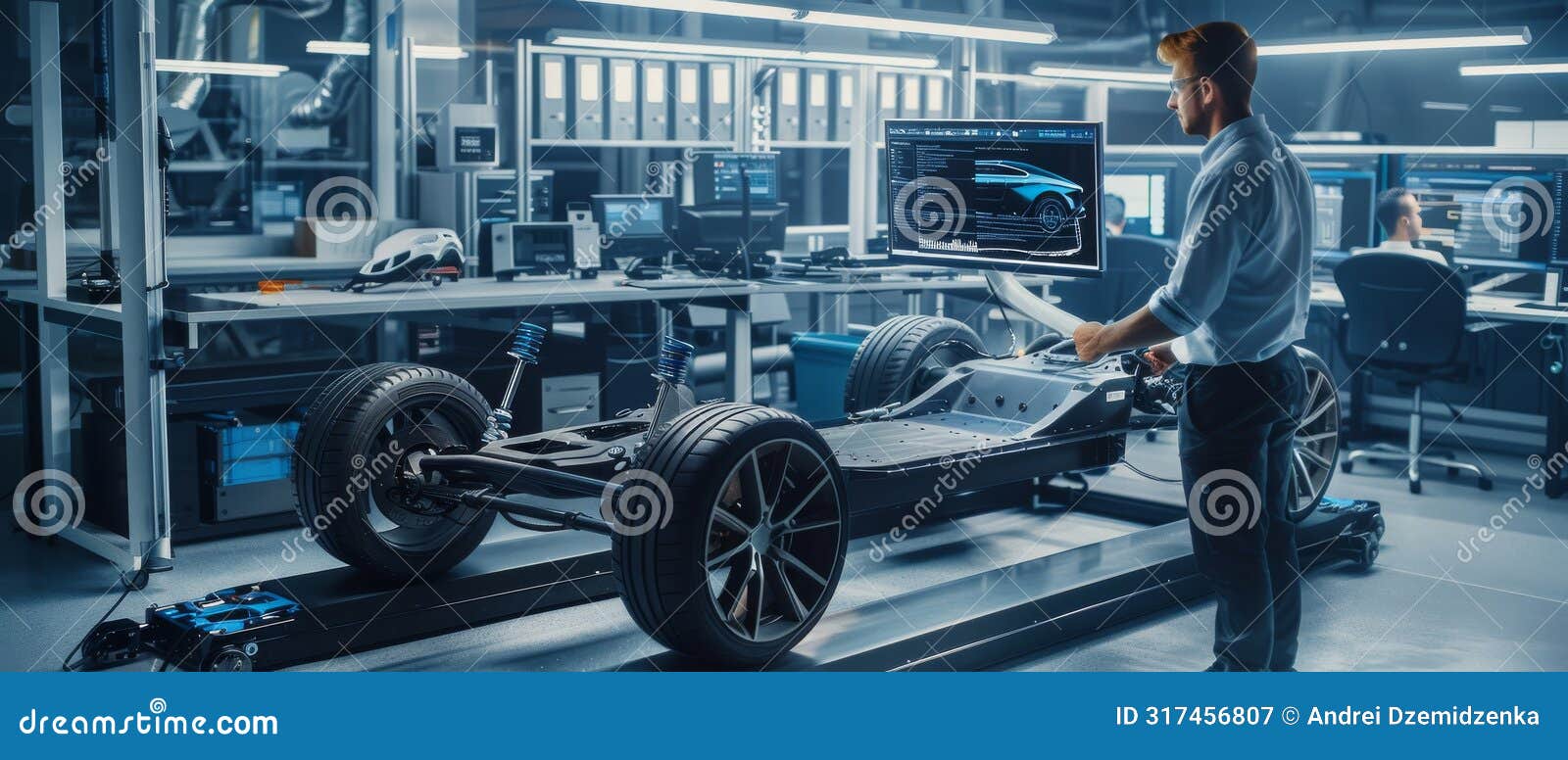 Electric Car Chassis Prototype Tested with Wheels, Batteries, and ...