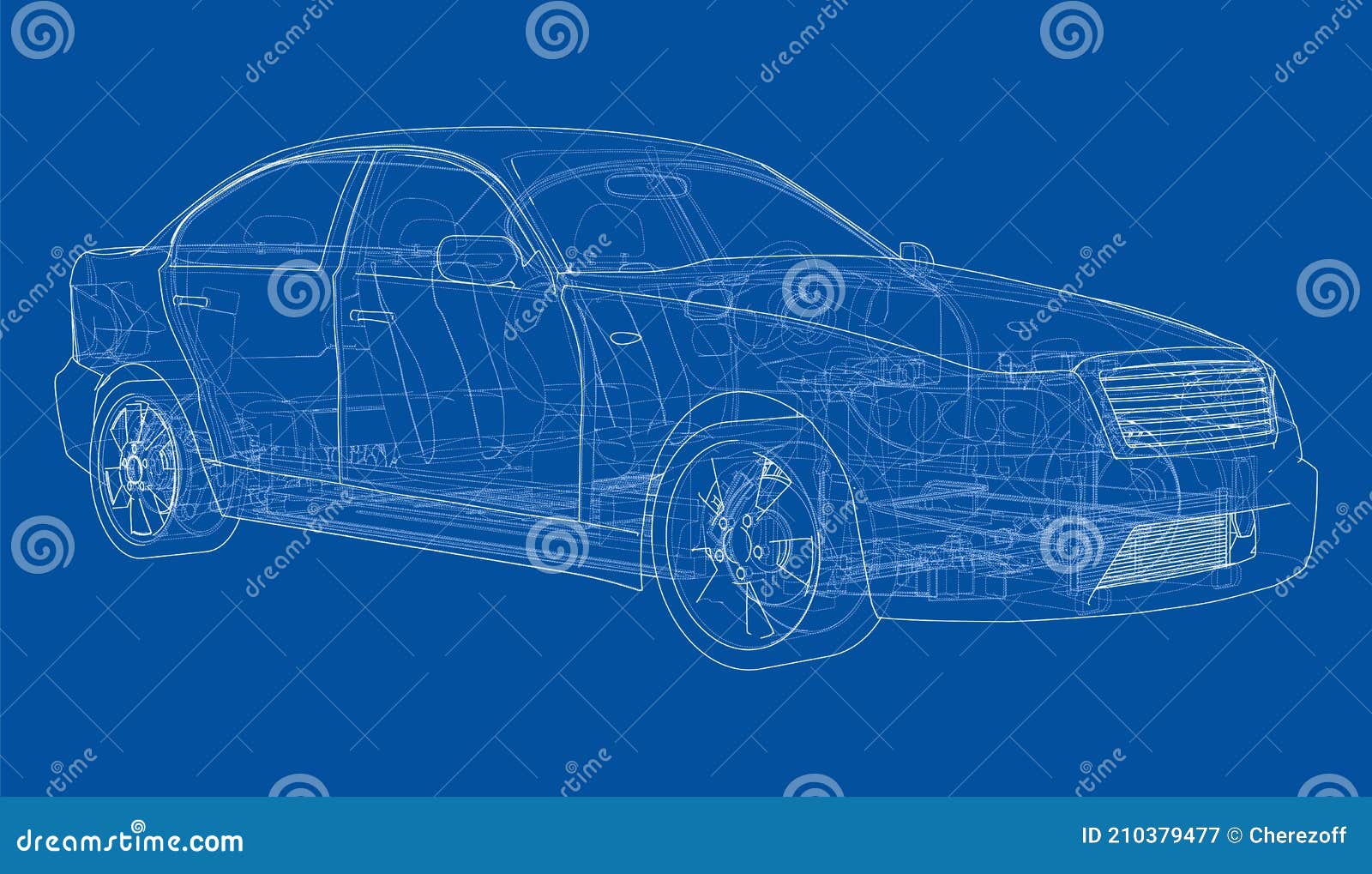 Electric Car with Chassis. Vector Rendering of 3d Stock Vector ...