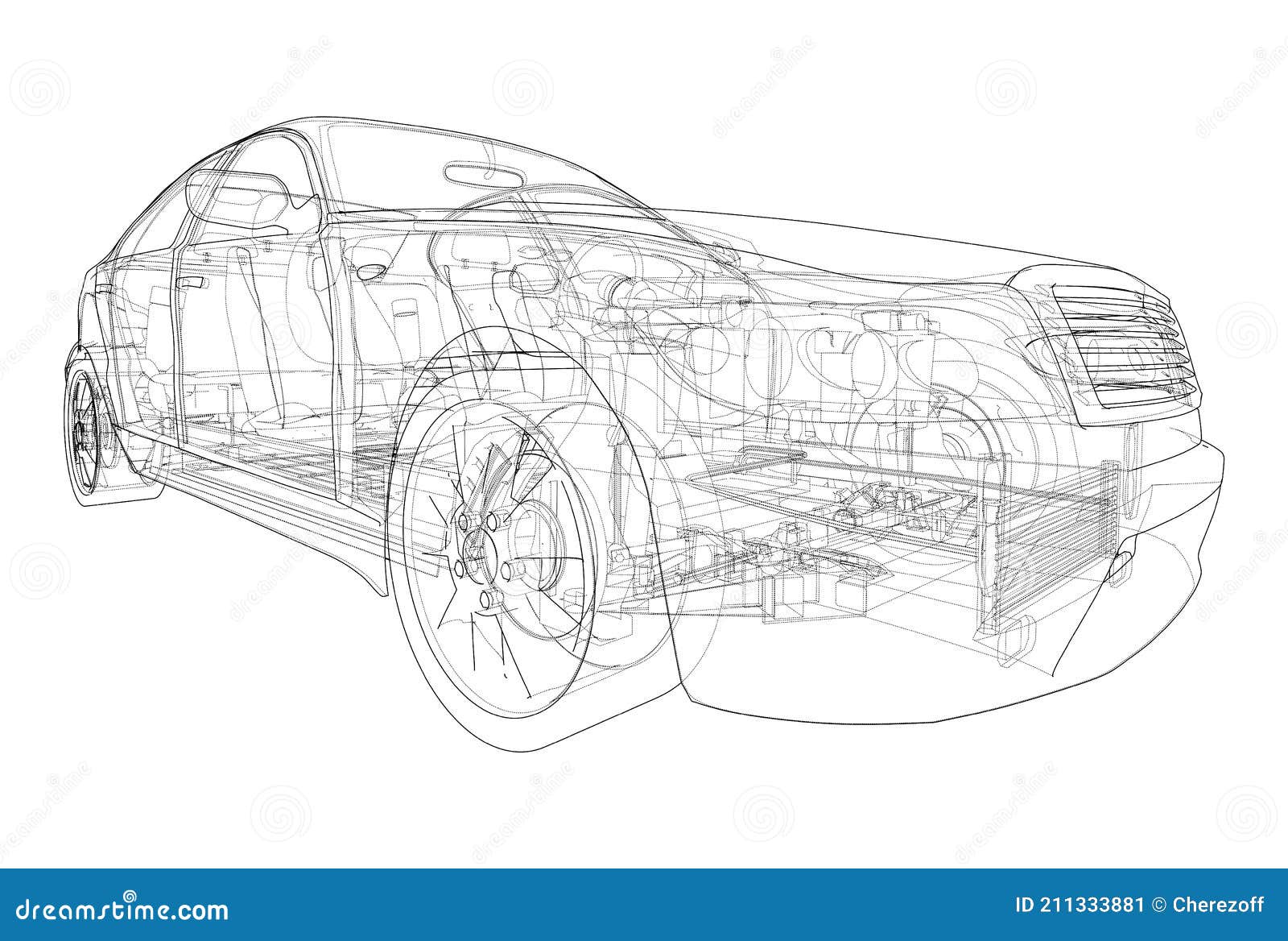 Electric Car with Chassis. Vector Rendering of 3d Stock Vector ...