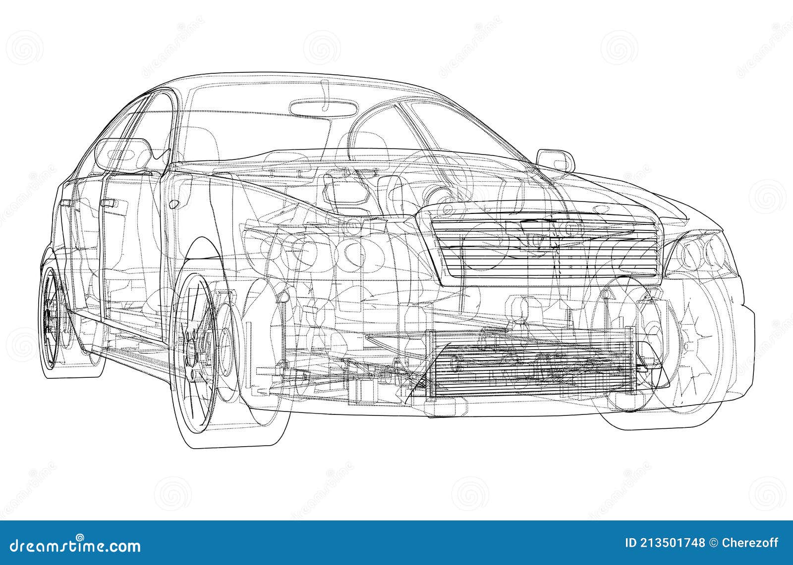 Electric Car with Chassis. Vector Rendering of 3d Stock Vector ...