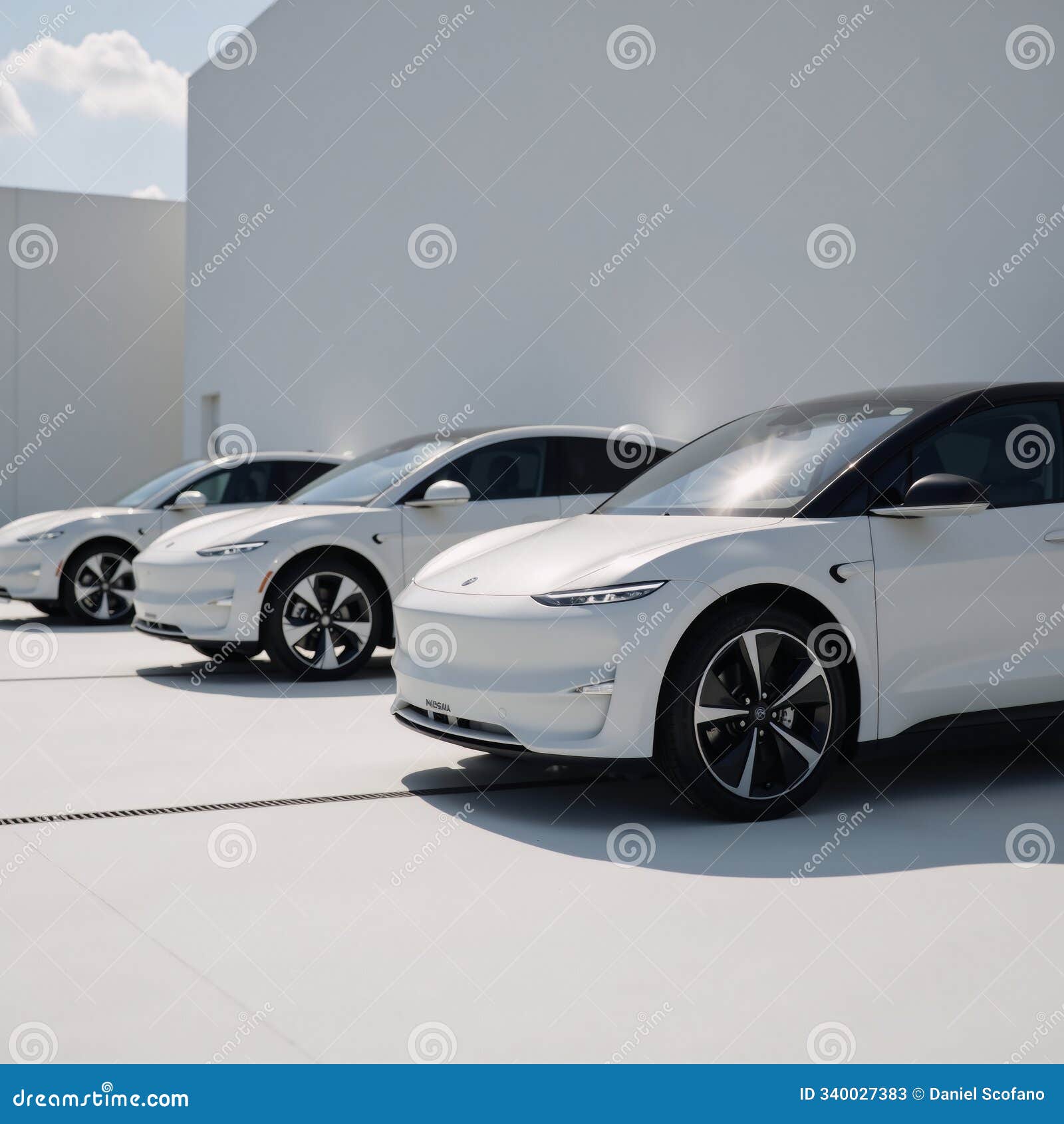Electric Car Cluster Assembled upon a Platform Showcasing Their Battery ...