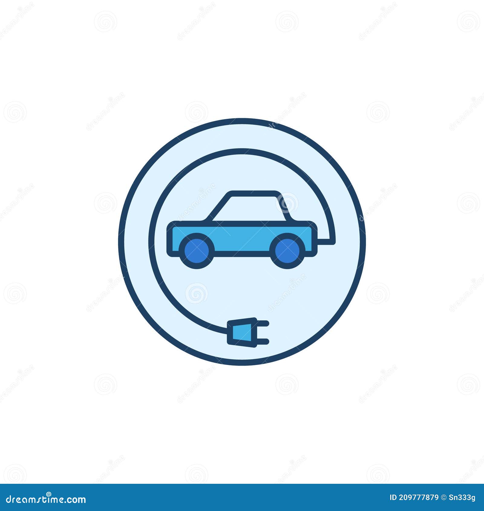 Electric Car Colored Icon - EV Vector Round Symbol Stock Vector ...