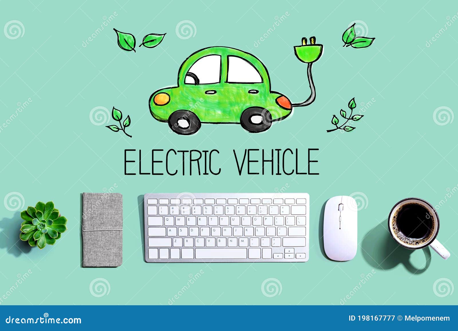 Electric Car with a Computer Keyboard Stock Image - Image of flat ...