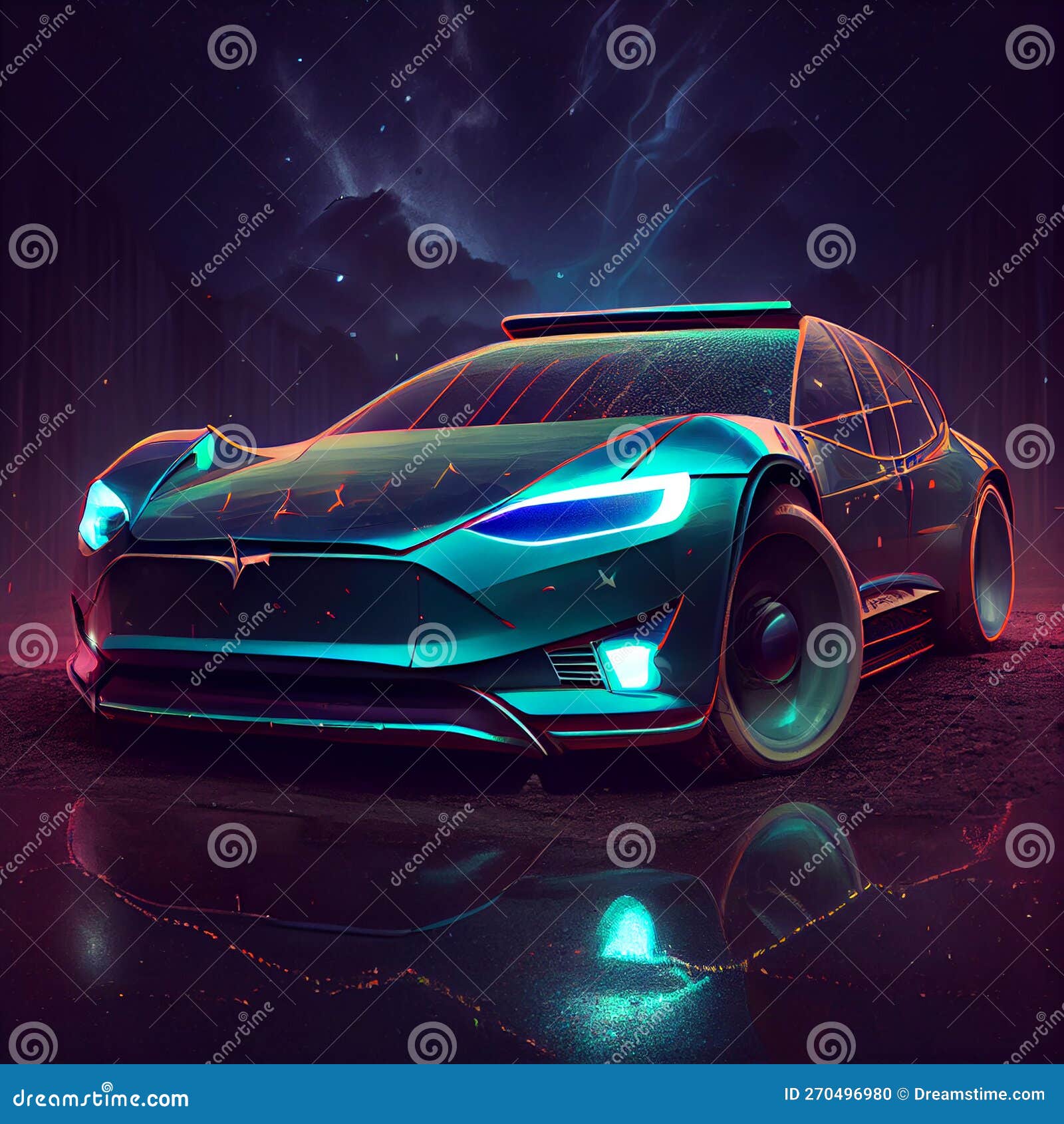 Electric car concept stock illustration. Illustration of technology ...