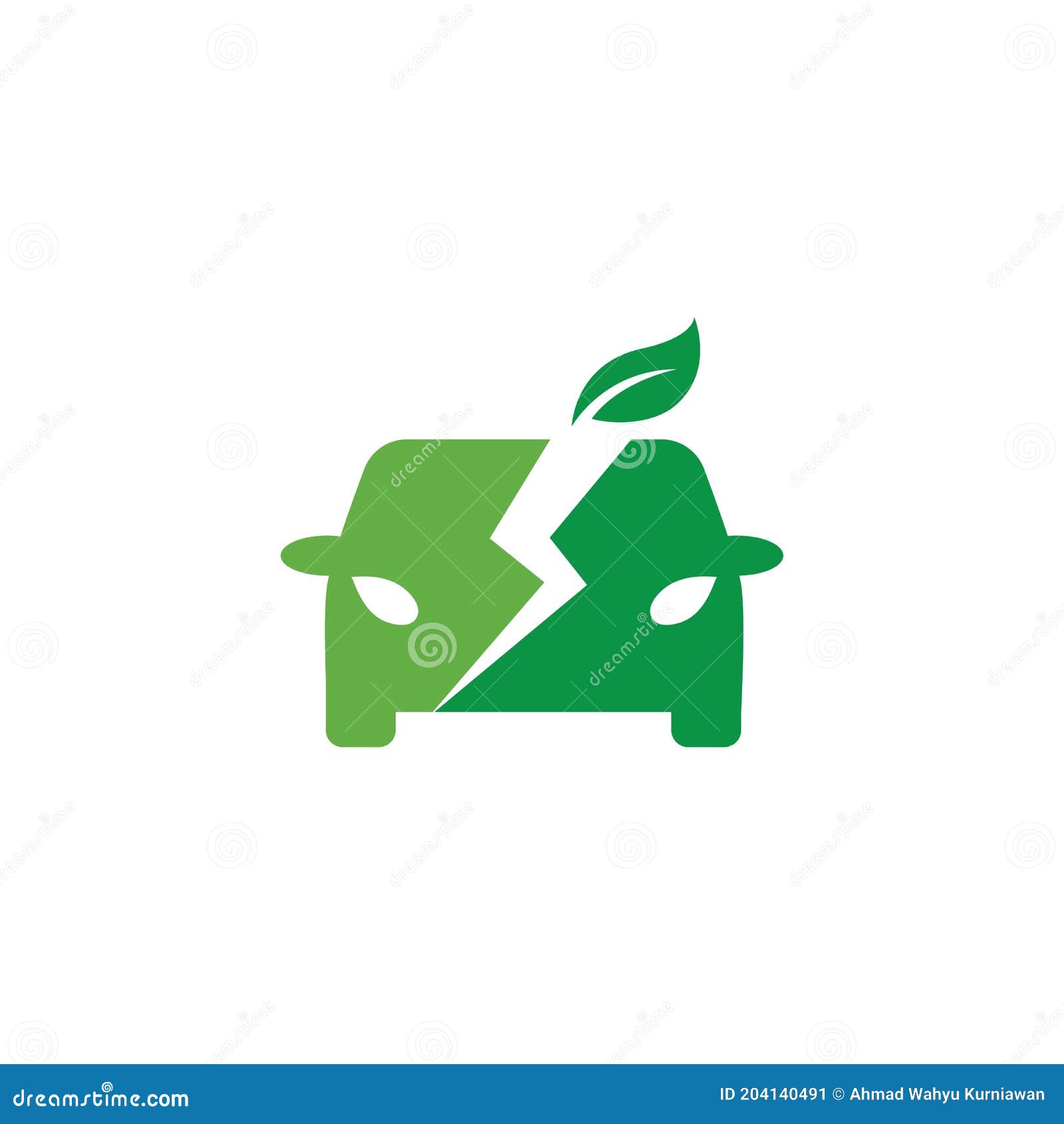 Electric car green car stock vector. Illustration of leaf - 204140491