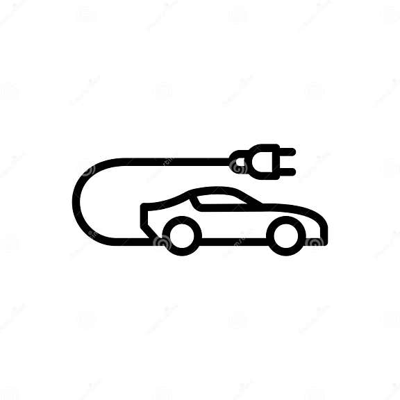 Black Line Icon for Electric Car, Chargeable and Pollution Stock Vector ...