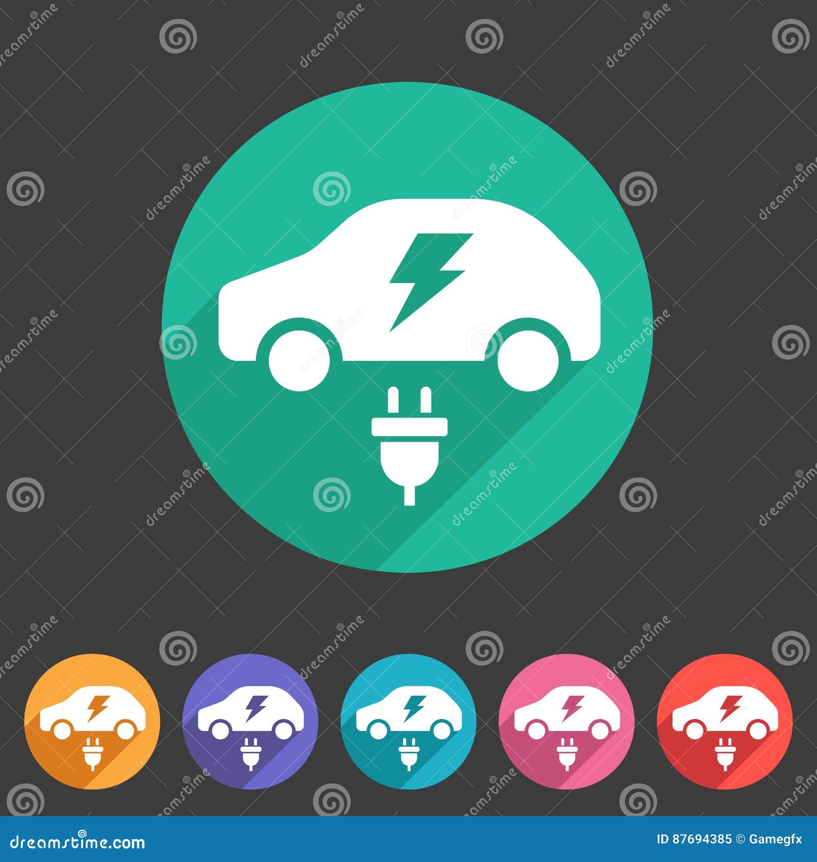 Electric Car Icon Flat Web Sign Symbol Logo Label Stock Vector ...