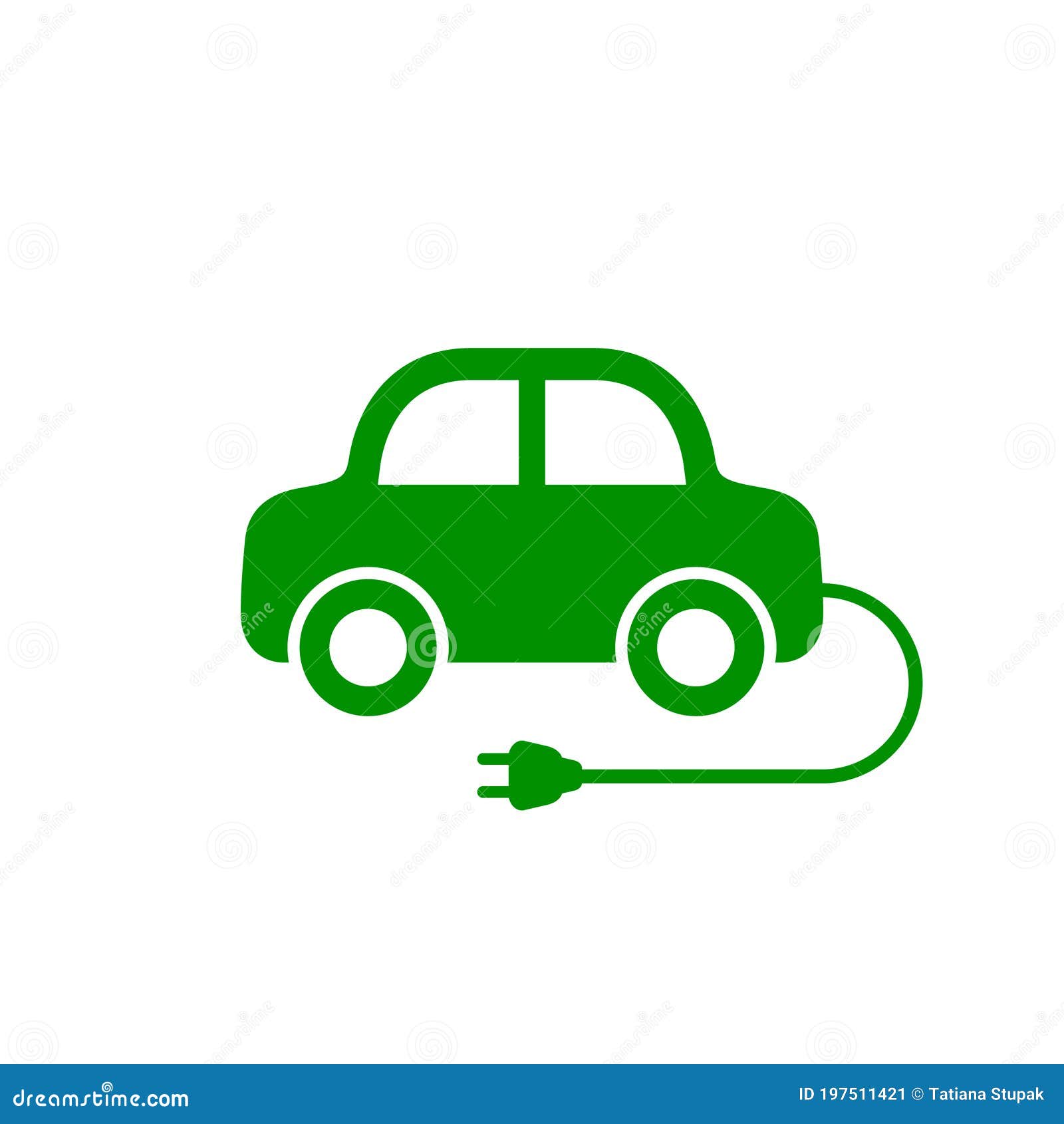 Electric Car Icon, Vector. Side View of Electric Green Car Stock Vector ...