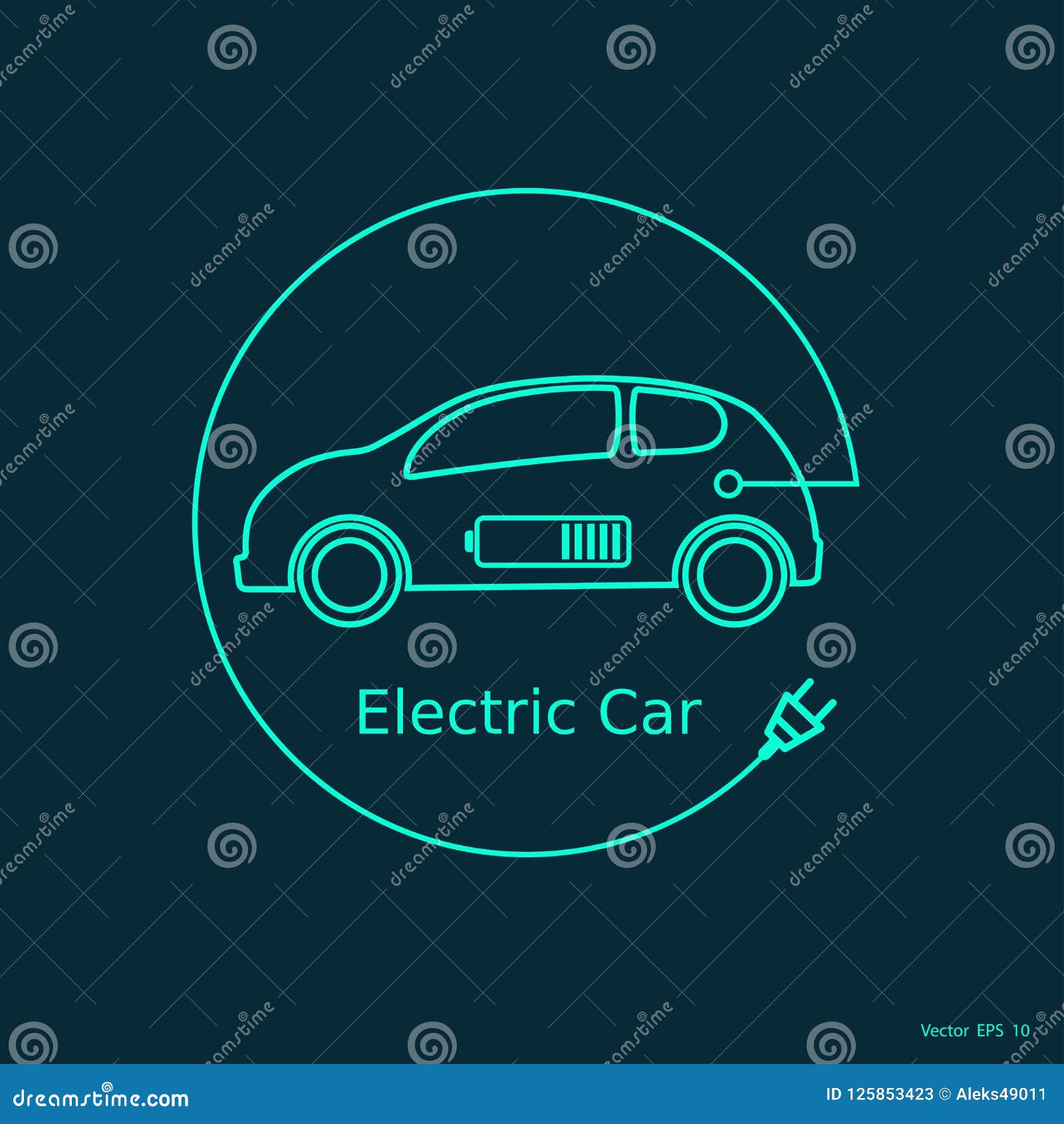Electric Car Icon, Vector. Side View of Electric Car. Stock Vector ...