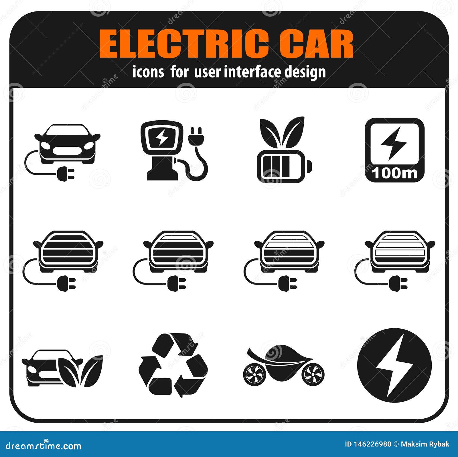 Electric car icons stock vector. Illustration of concept - 146226980