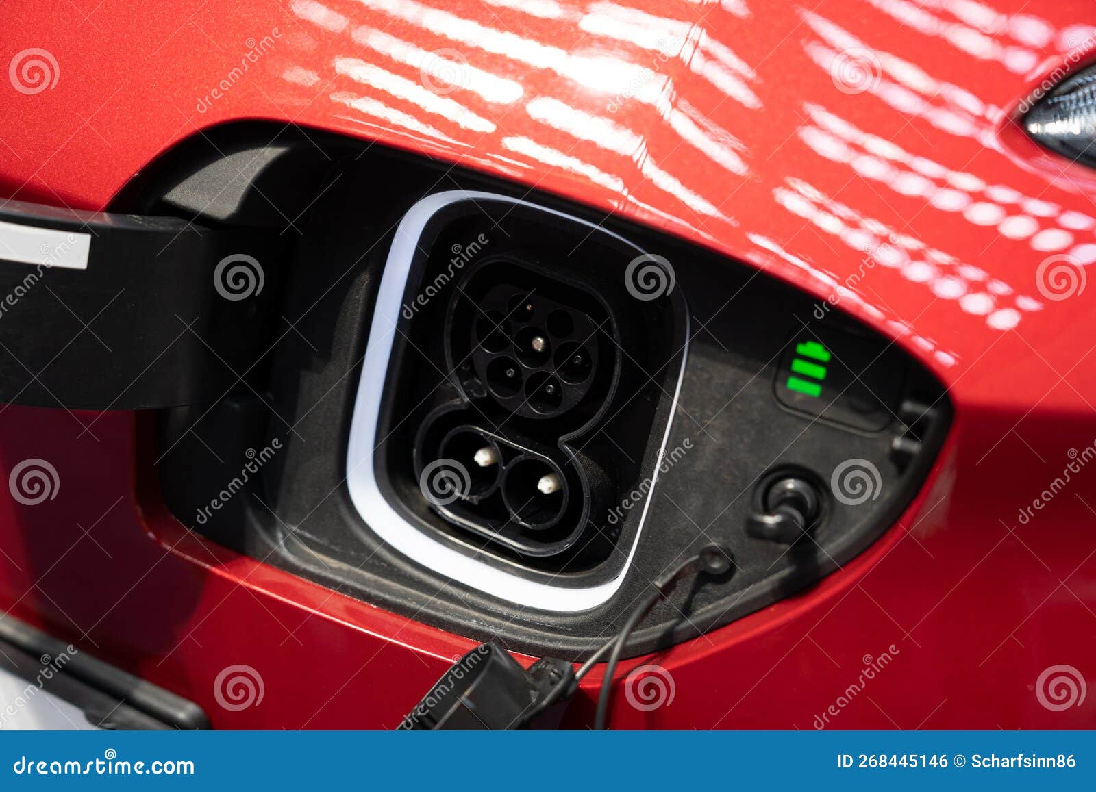 Electric car inlet stock photo. Image of closeup, environment - 268445146