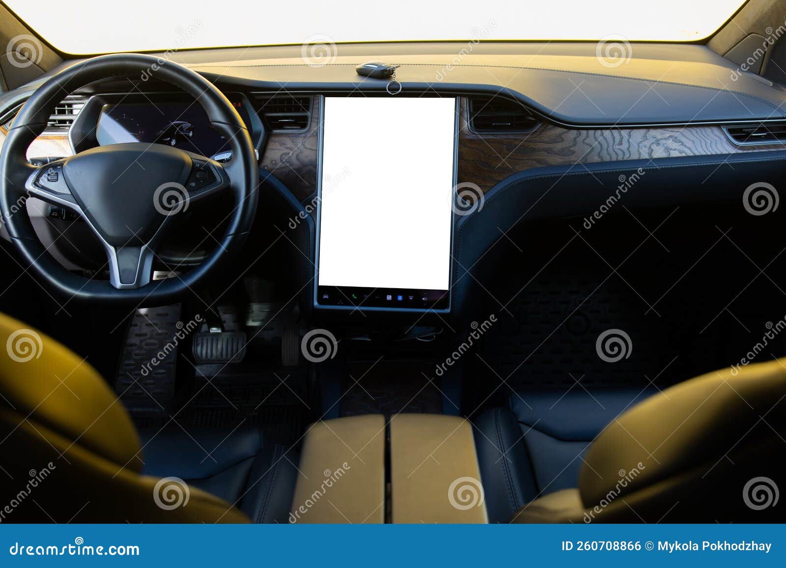 Electric Car Interior Details and Adjustments. Inside Car Interior with ...