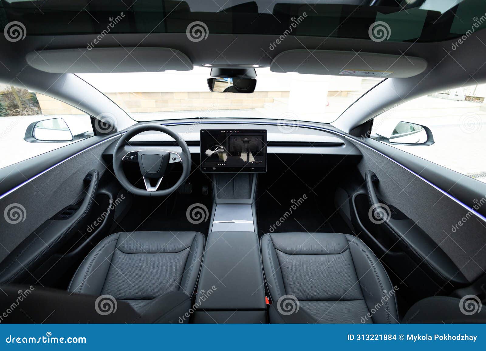 Electric Car Interior Details Adjustments. Inside Car Interior with ...