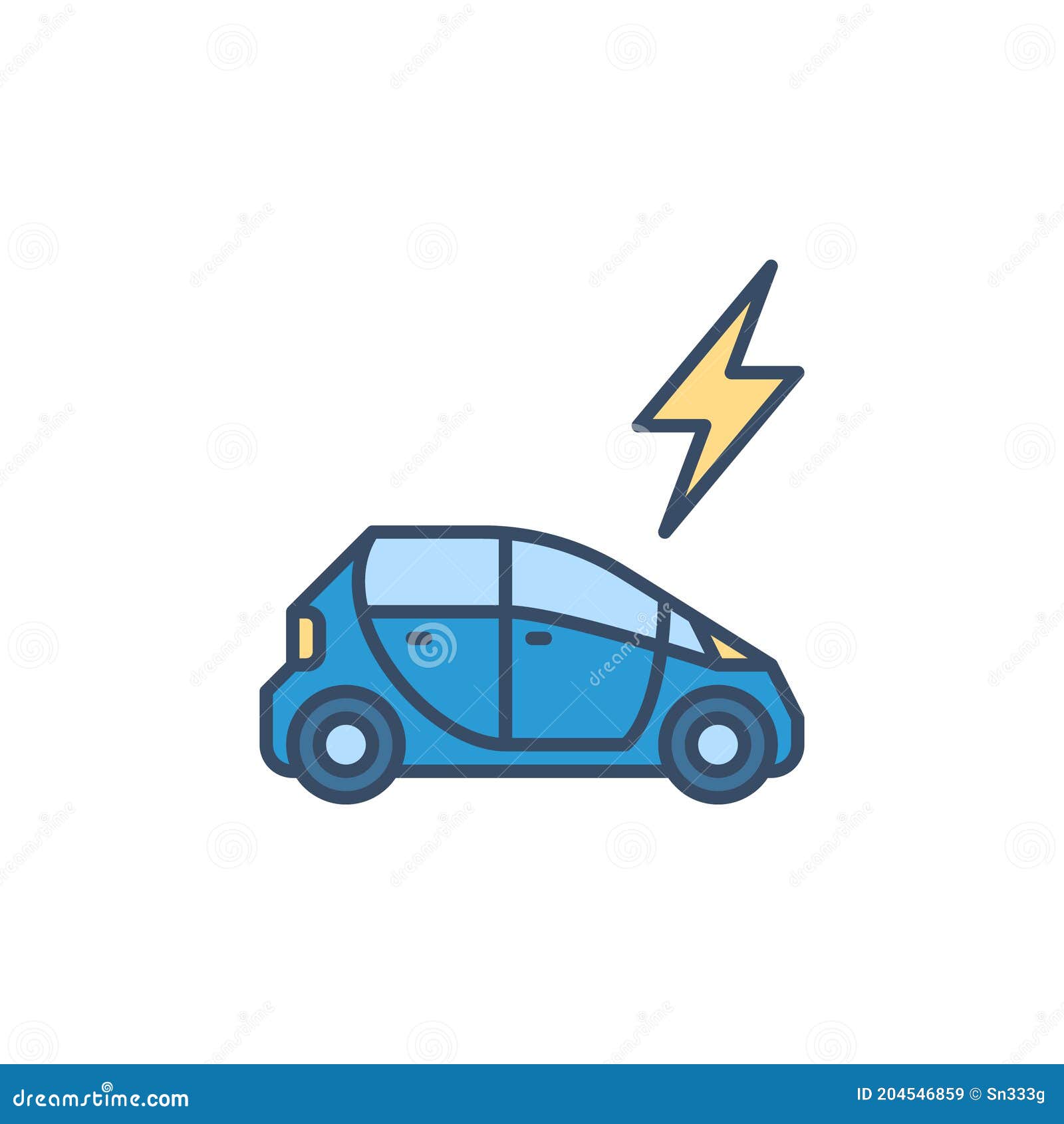 Electric Car and Lightning Vector Concept Colored Icon Stock Vector ...