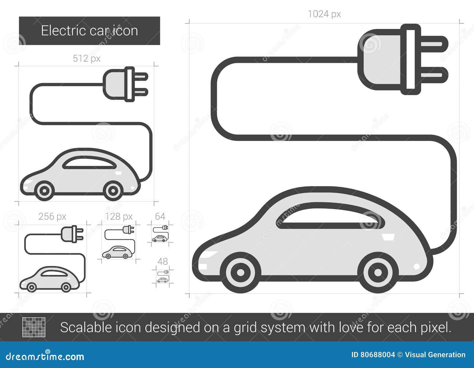 Electric car line icon. stock vector. Illustration of hybrid - 80688004