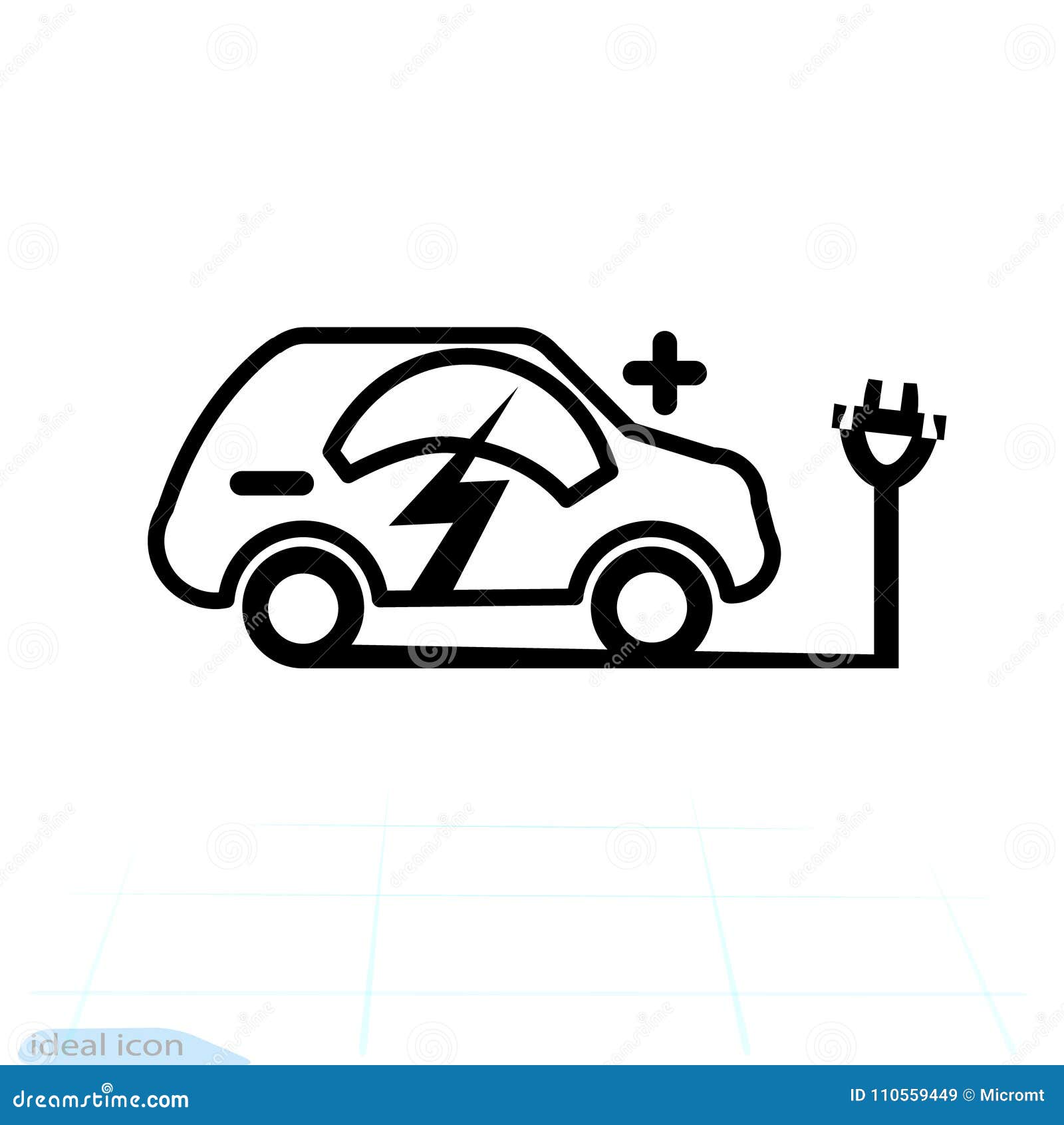 Electric Car Linear Icon. Electrical Cable Plug Charging Symbol. Vector ...