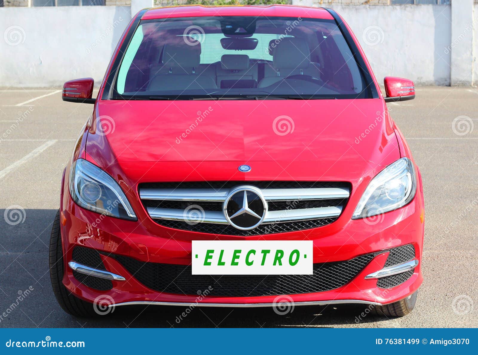 Electric car. Red color. editorial stock image. Image of mobil - 76381499