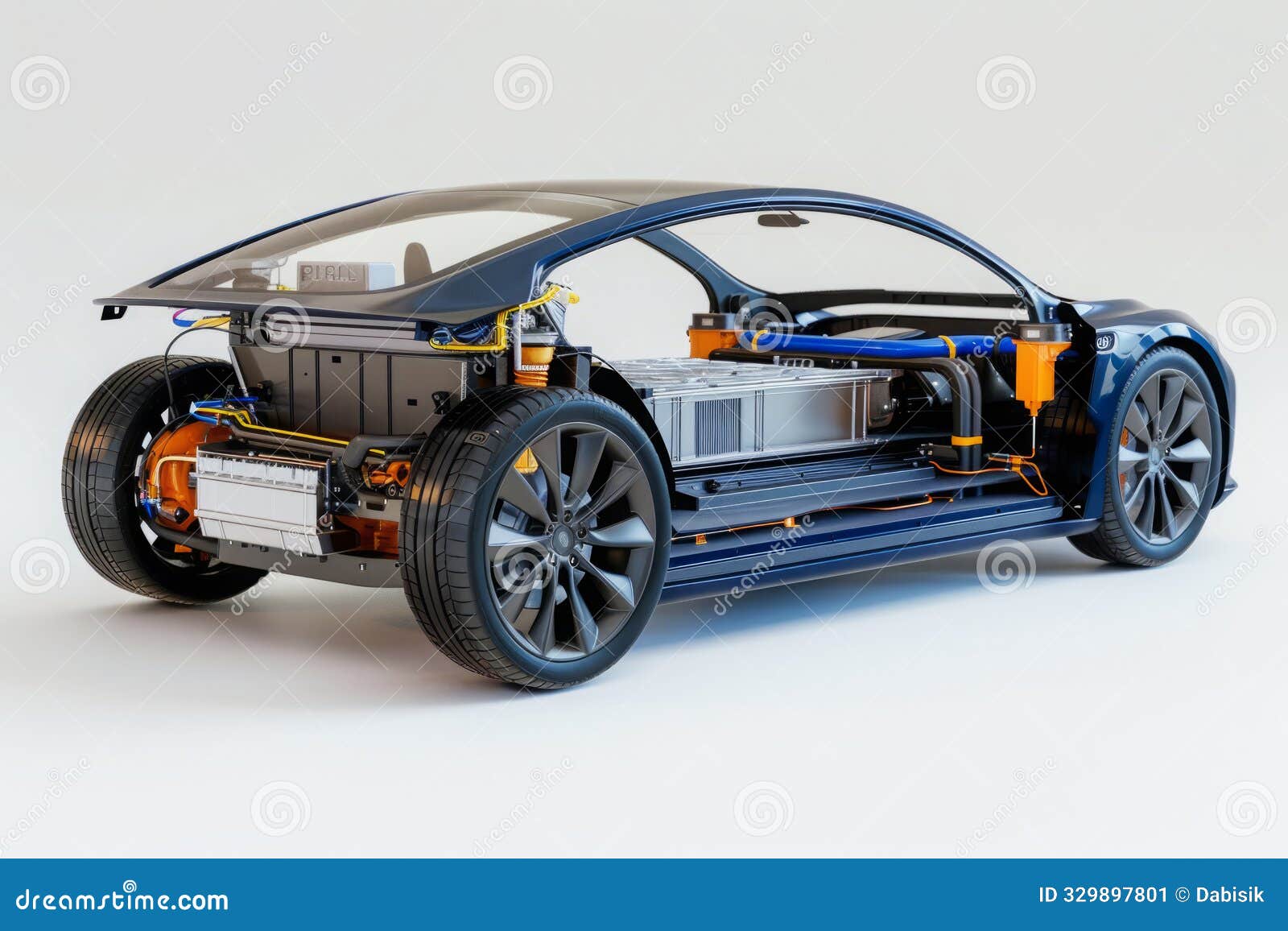 Electric Car Model with Internal Components Stock Image - Image of ...