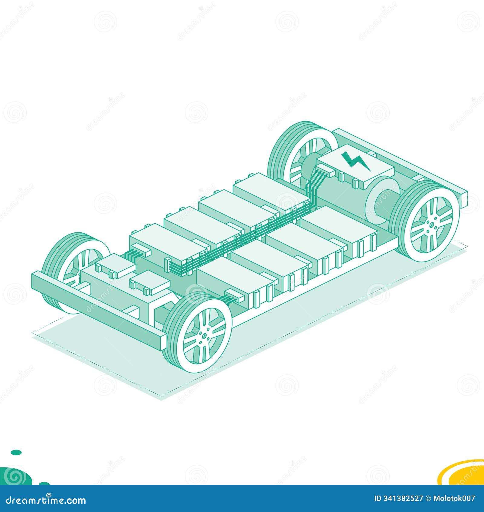 Electric Car Platform. Chassis with Lithium Battery Cells Pack. Modular ...