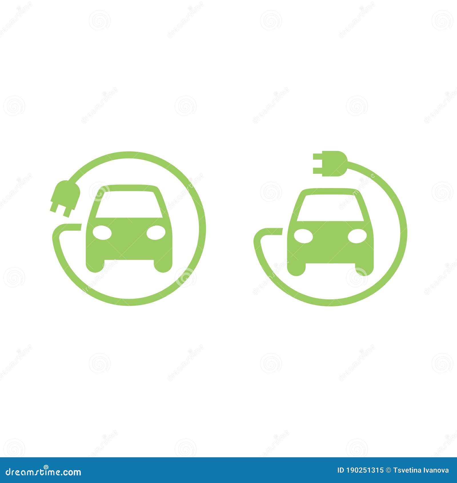 Electric Car with Plug Cable Circle. Vector Electric Car with Power ...