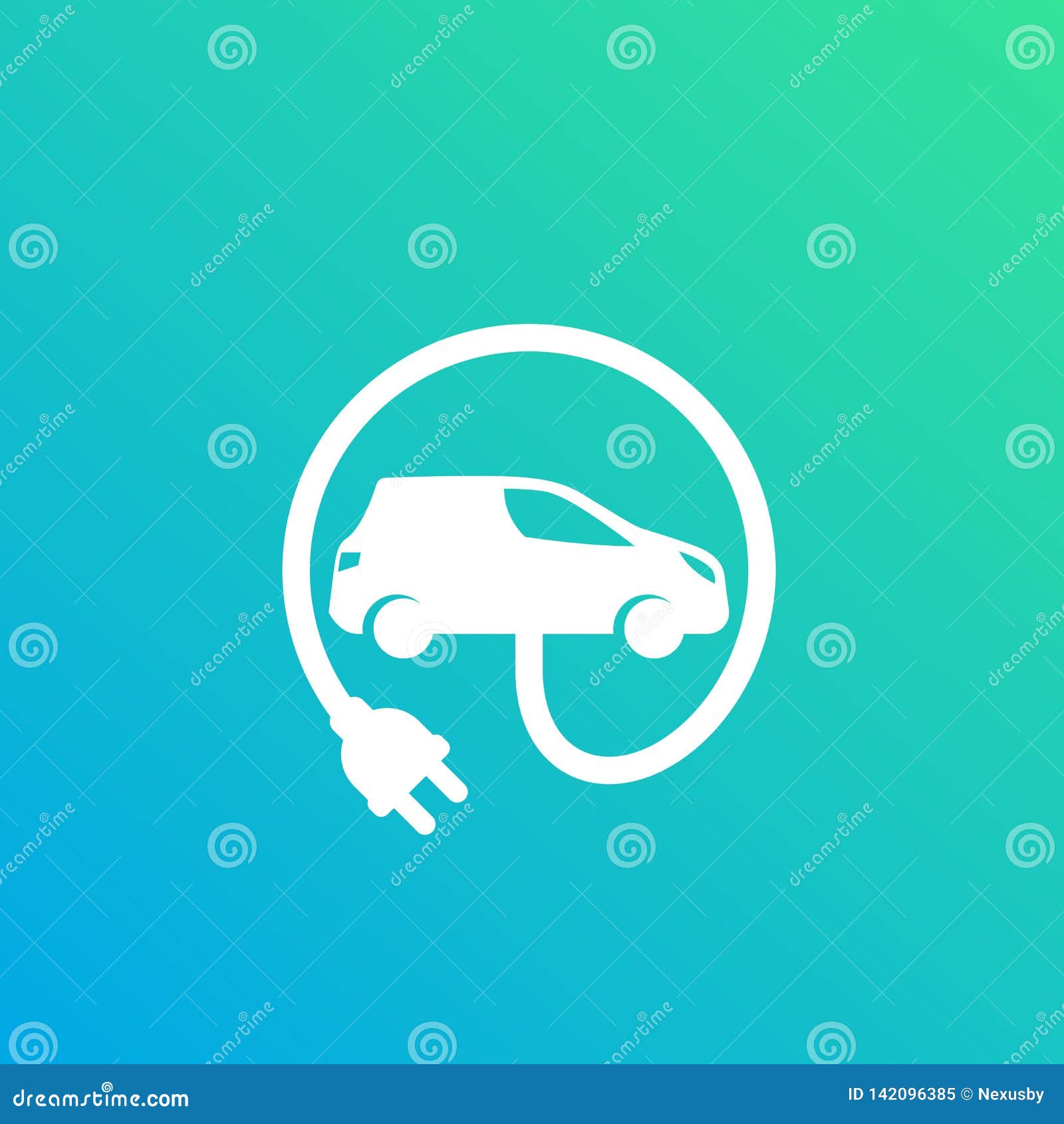 Electric Car with Plug, EV Vector Stock Vector - Illustration of ...