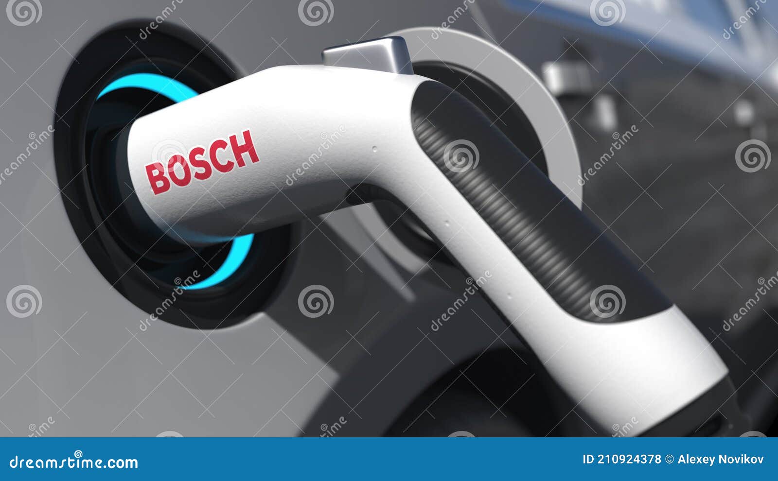 Electric Car Plug with BOSCH Logo on it. Editorial Conceptual 3d ...