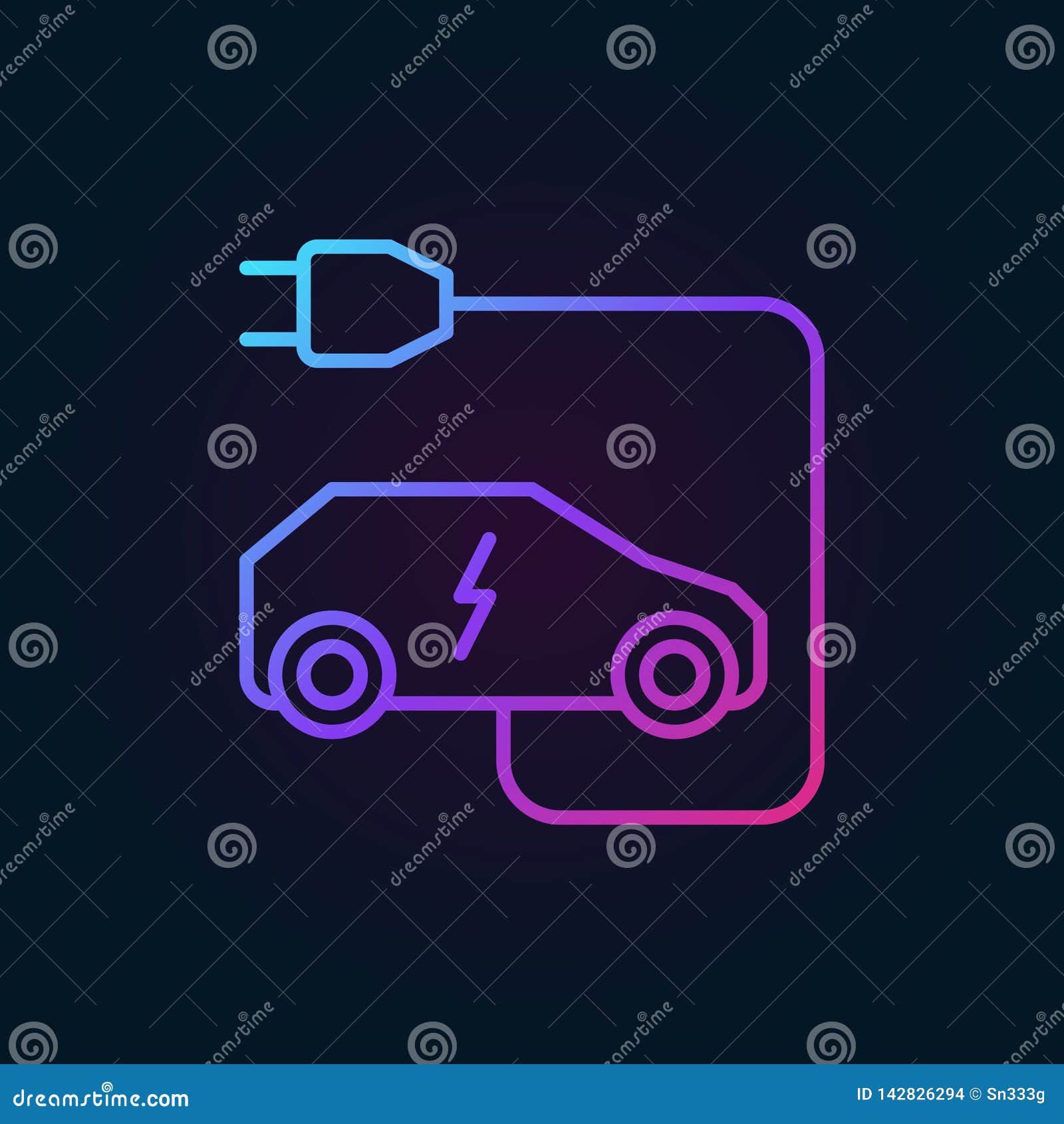 Electric Car with Plug Vector Colored Linear Icon Stock Vector ...