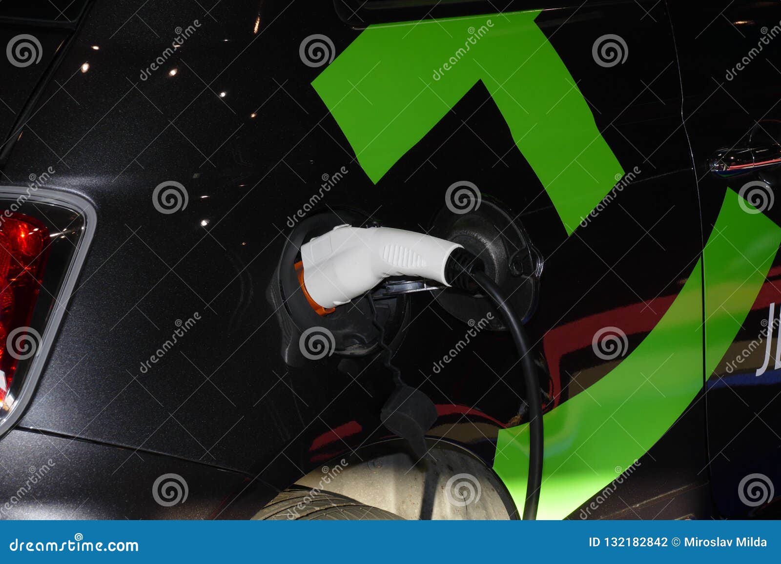 Electric car power plug stock photo. Image of energy - 132182842