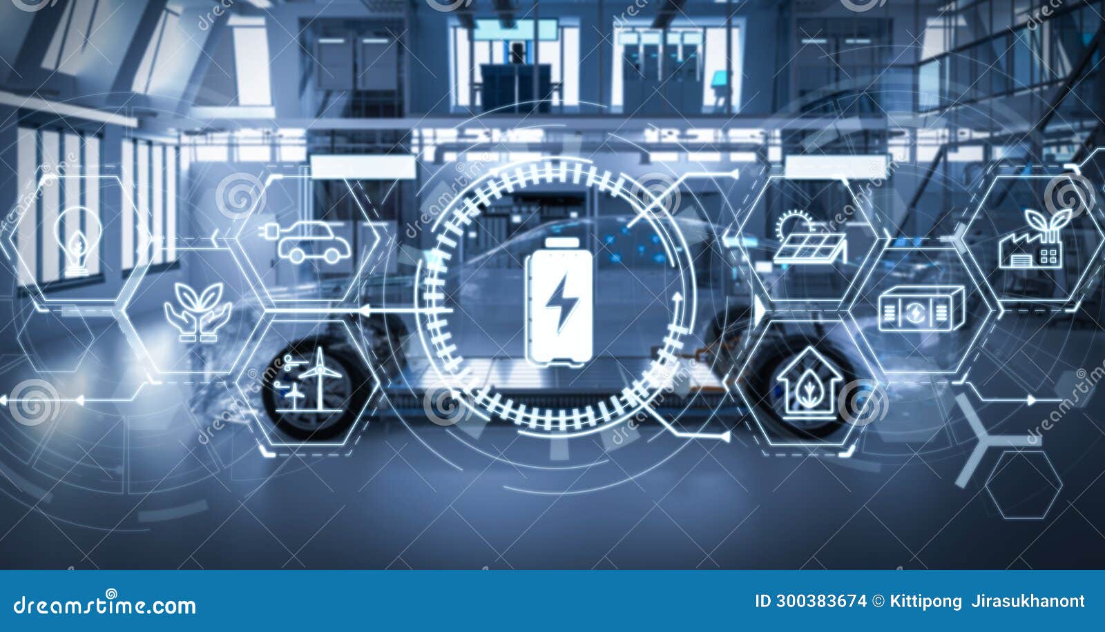 Electric Car Research and Development with Ev Car with Pack of Battery ...