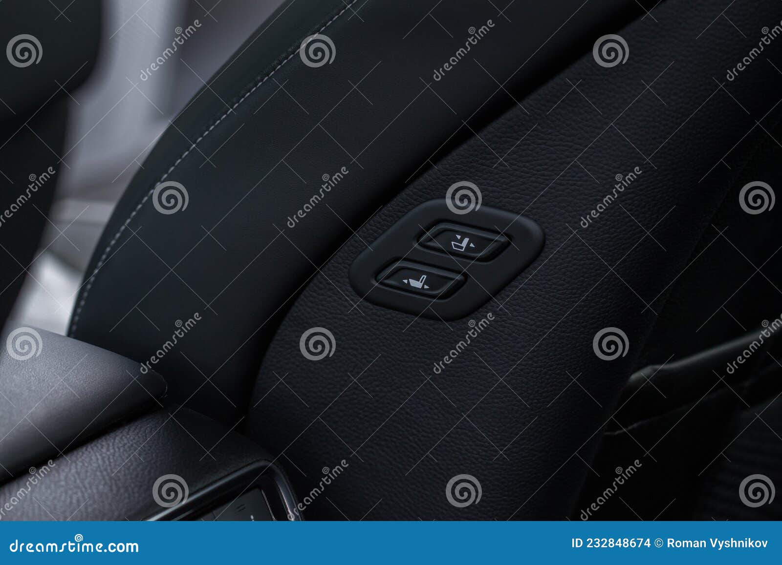 Electric Car Seat Adjustment Control Panel Close Up View. Stock Photo ...