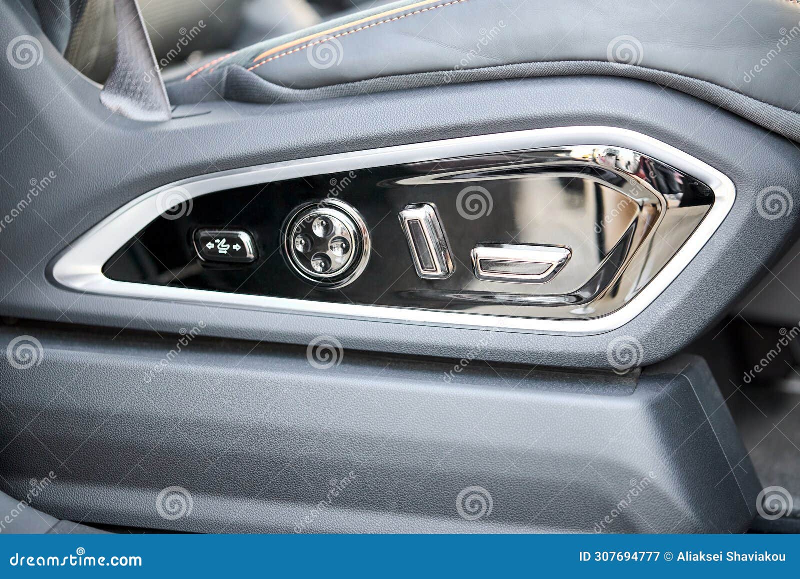 Electric Car Seat Adjustment Control Panel Close Up View. Adjustable ...