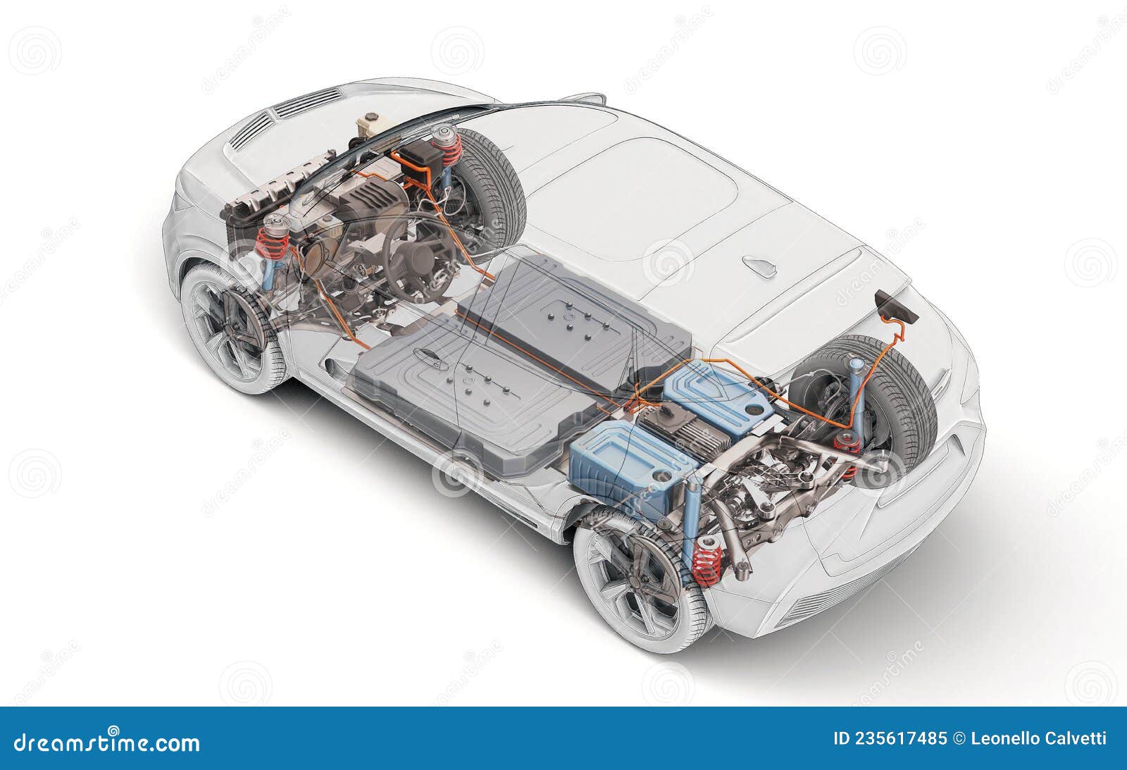 Electric Car Technical Cutaway 3d Rendering Royalty-Free Stock ...