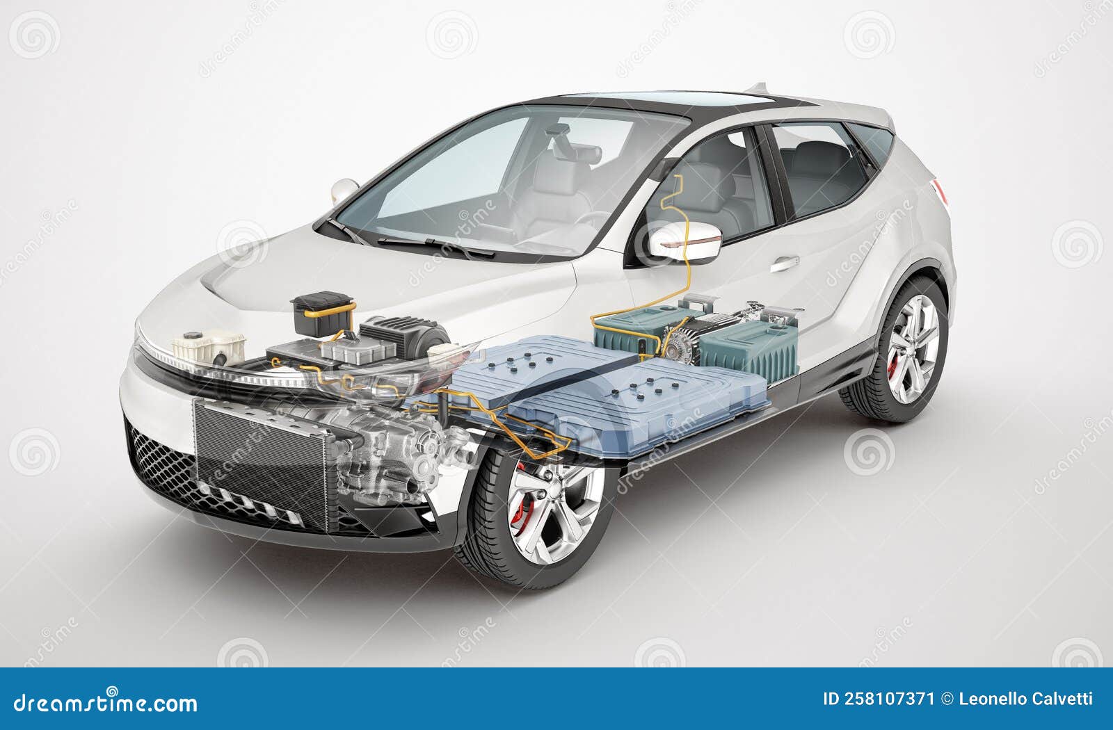 Electric Car Technical Cutaway 3d Rendering Stock Photo | CartoonDealer ...