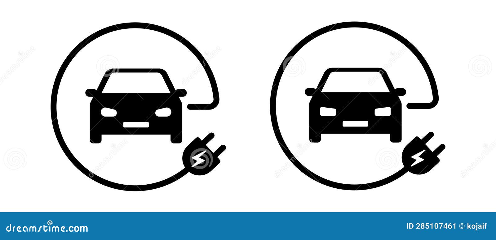 Electric Car Vector Icon Set. Electric Vehicle Charging Symbol Stock ...