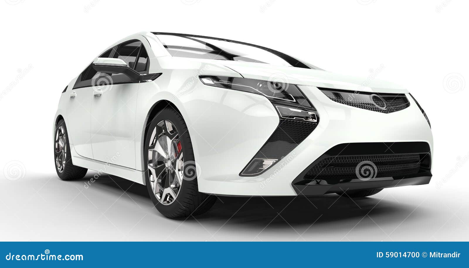 Electric Car White Front View Closeup Stock Photo - Image of front ...