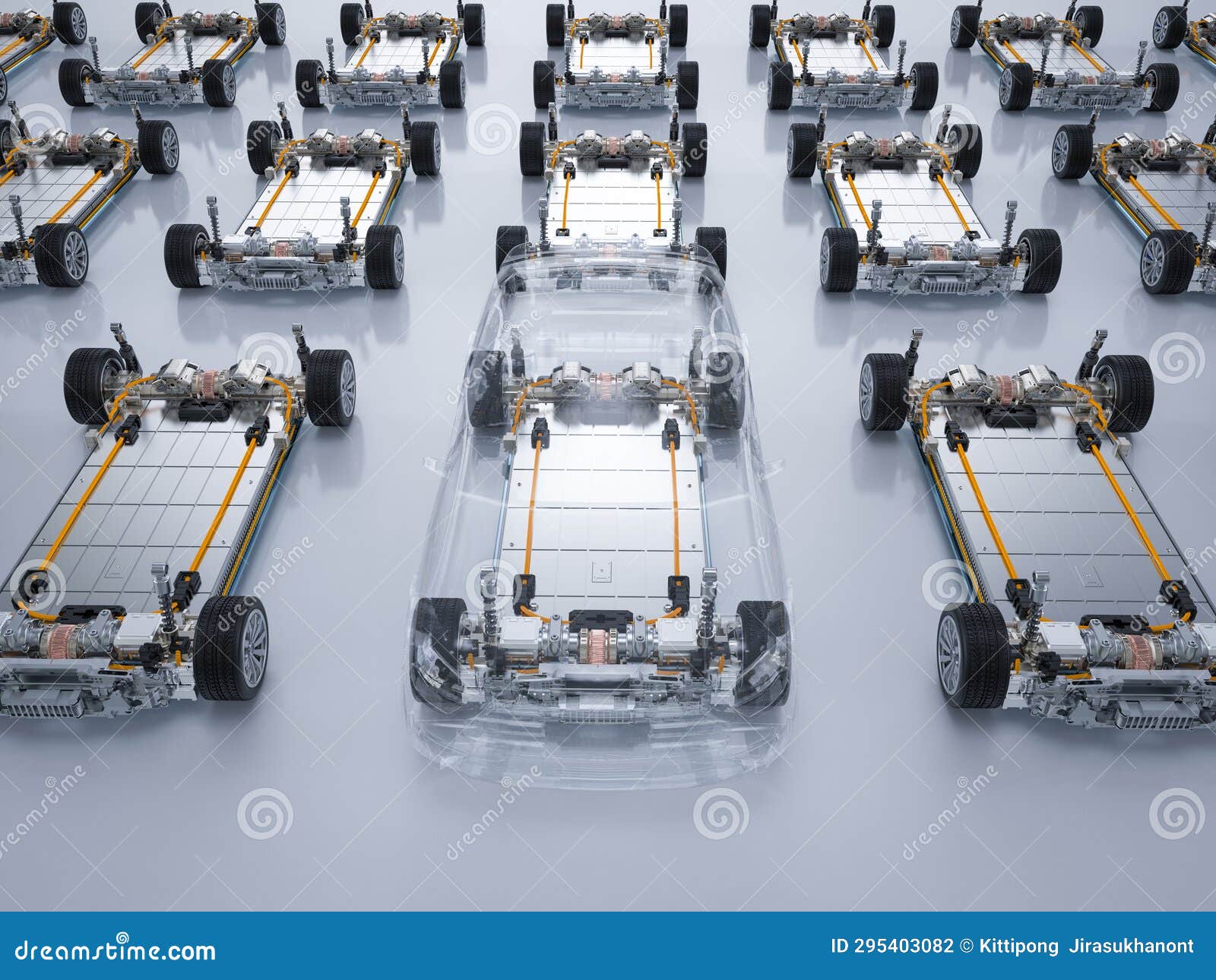 Electric Cars Assembly Line with Pack of Battery Cells Module on ...