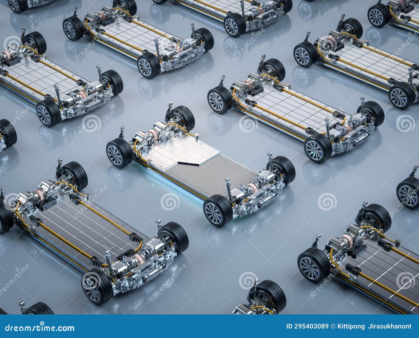 Electric Cars Assembly Line with Pack of Battery Cells Module on ...