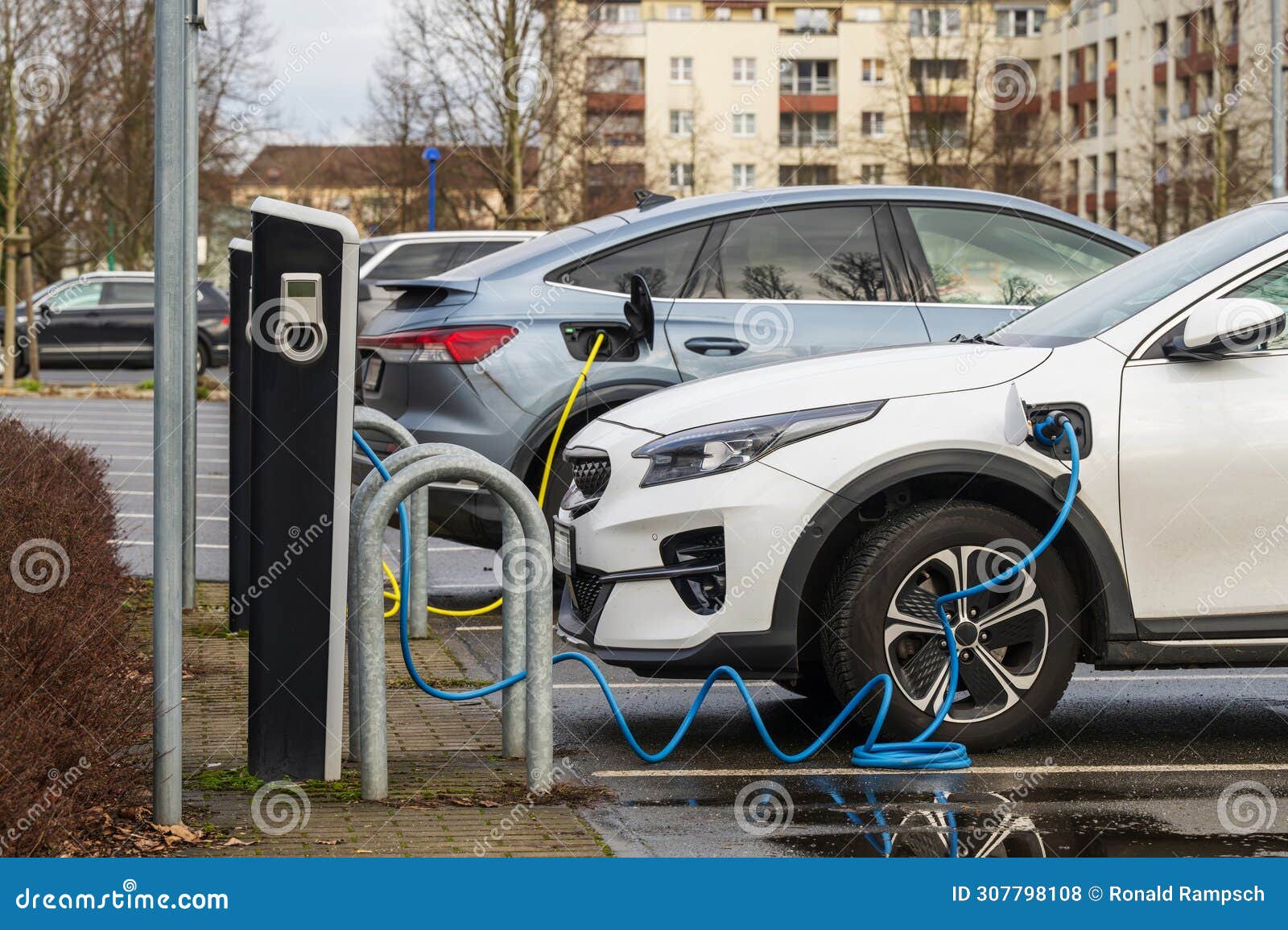 Electric Cars at the Charging Stations Stock Photo - Image of ecology ...