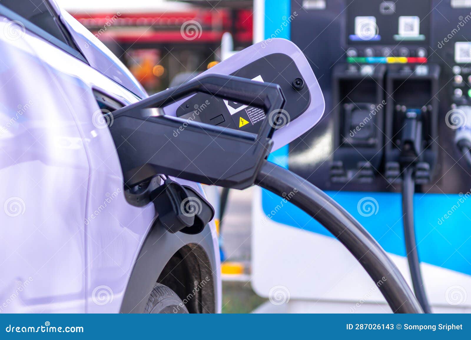 Electric Cars Parked for Charging at Power Stations Stock Image - Image ...
