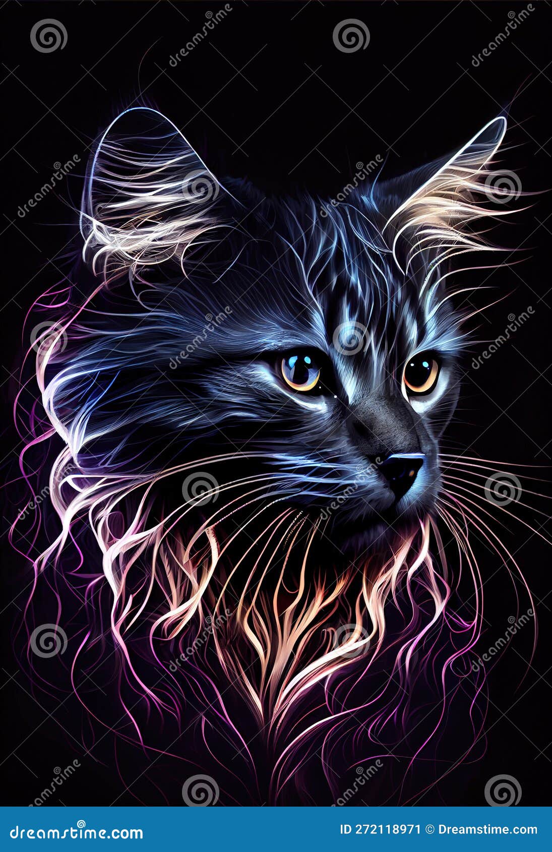 Electric Cat Magical Print. AI Render. Stock Illustration ...