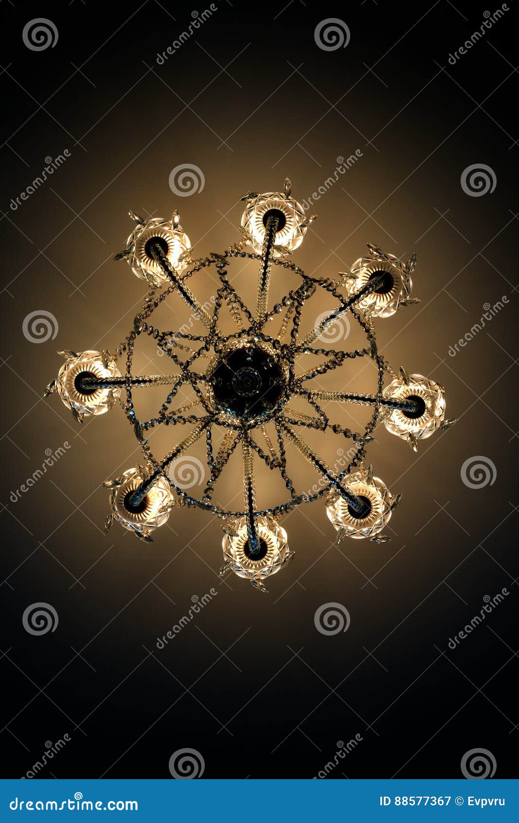 Electric Ceiling Lamp Shines with Yellow Light Stock Image - Image of ...