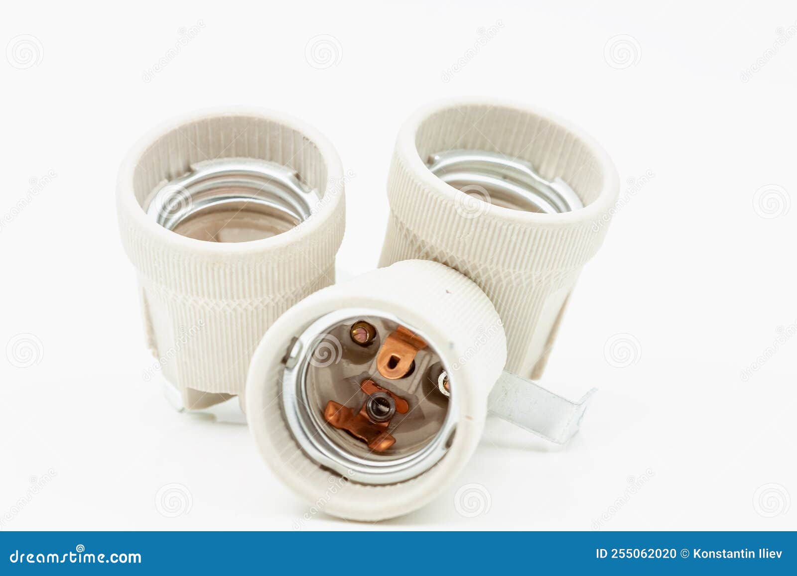 Electric Ceramic Socket E27 Stock Photo - Image of group, brown: 255062020