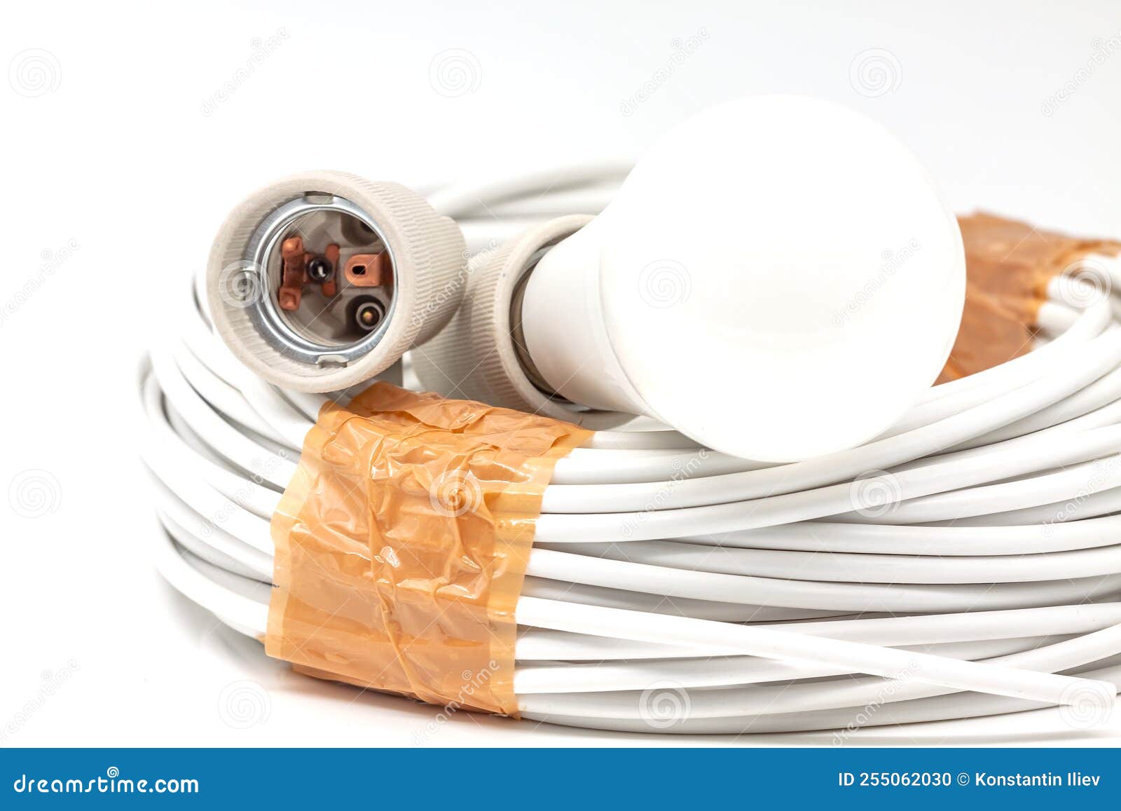 Electric Ceramic Socket E27 Stock Photo - Image of lamp, brown: 255062030