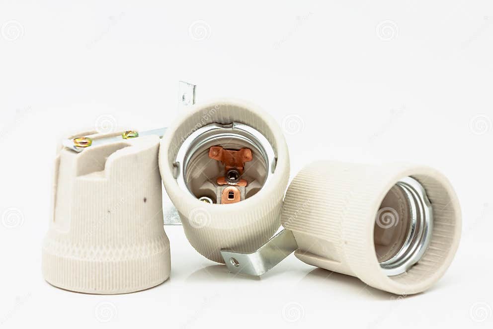 Electric Ceramic Socket E27 Stock Photo - Image of electrical ...