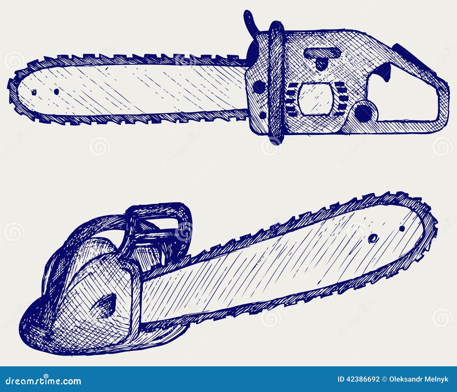 Electric chainsaw stock vector. Illustration of doodle - 42386692