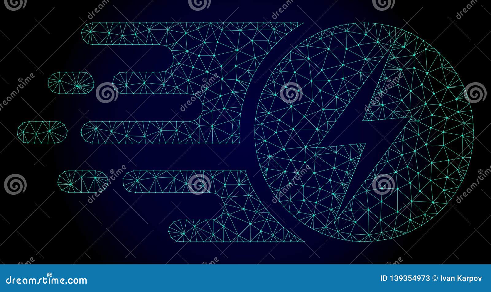 Electric Charge Polygonal Frame Vector Mesh with Fast Motion Effect ...