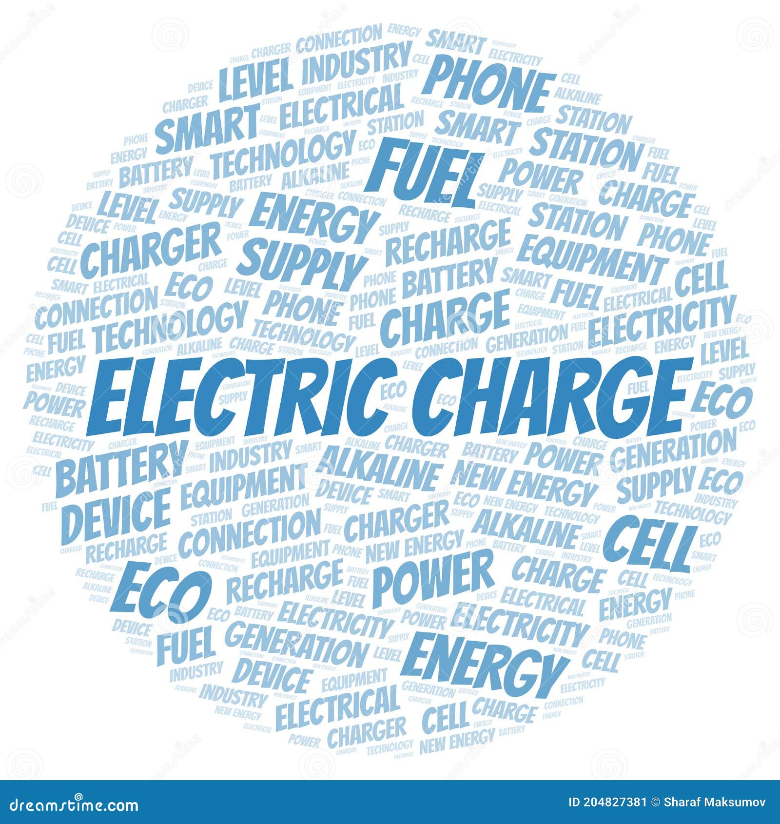 Electric Charge Typography Word Cloud Create with the Text only. Stock ...