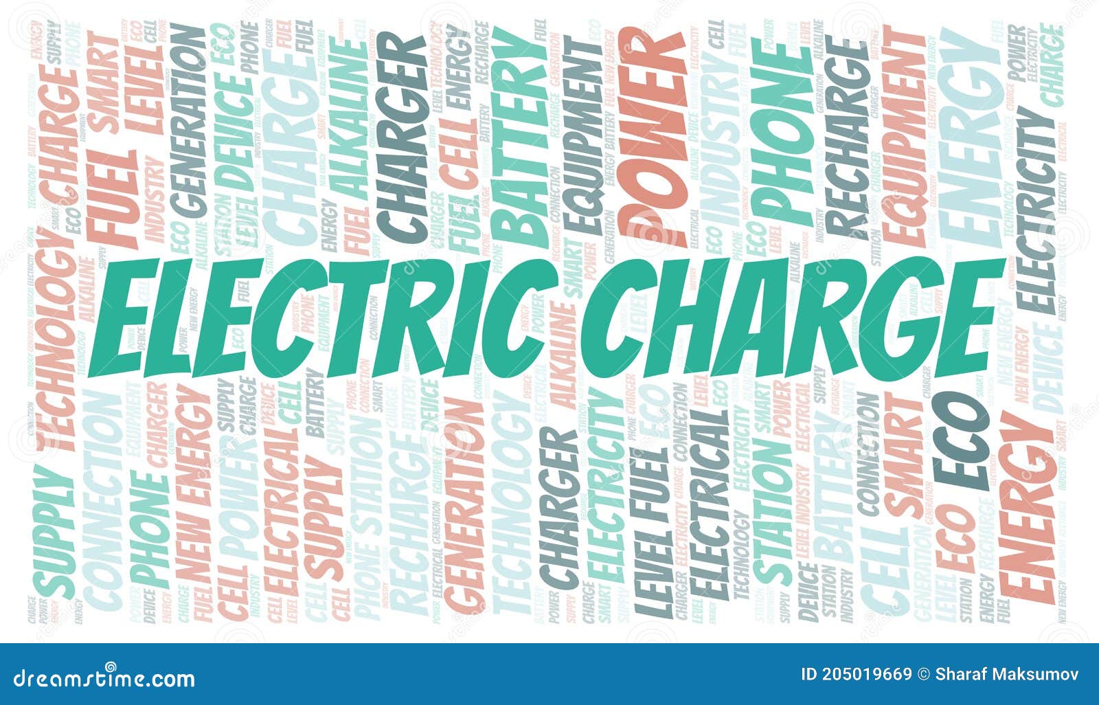 Electric Charge Typography Word Cloud Create with the Text only. Stock ...